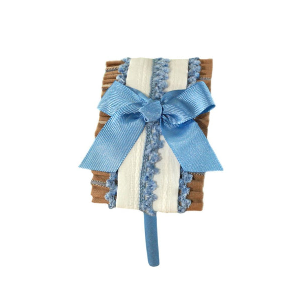 DIADEMA MOÑO AZUL Y CAMEL - Menta Moda Infantil